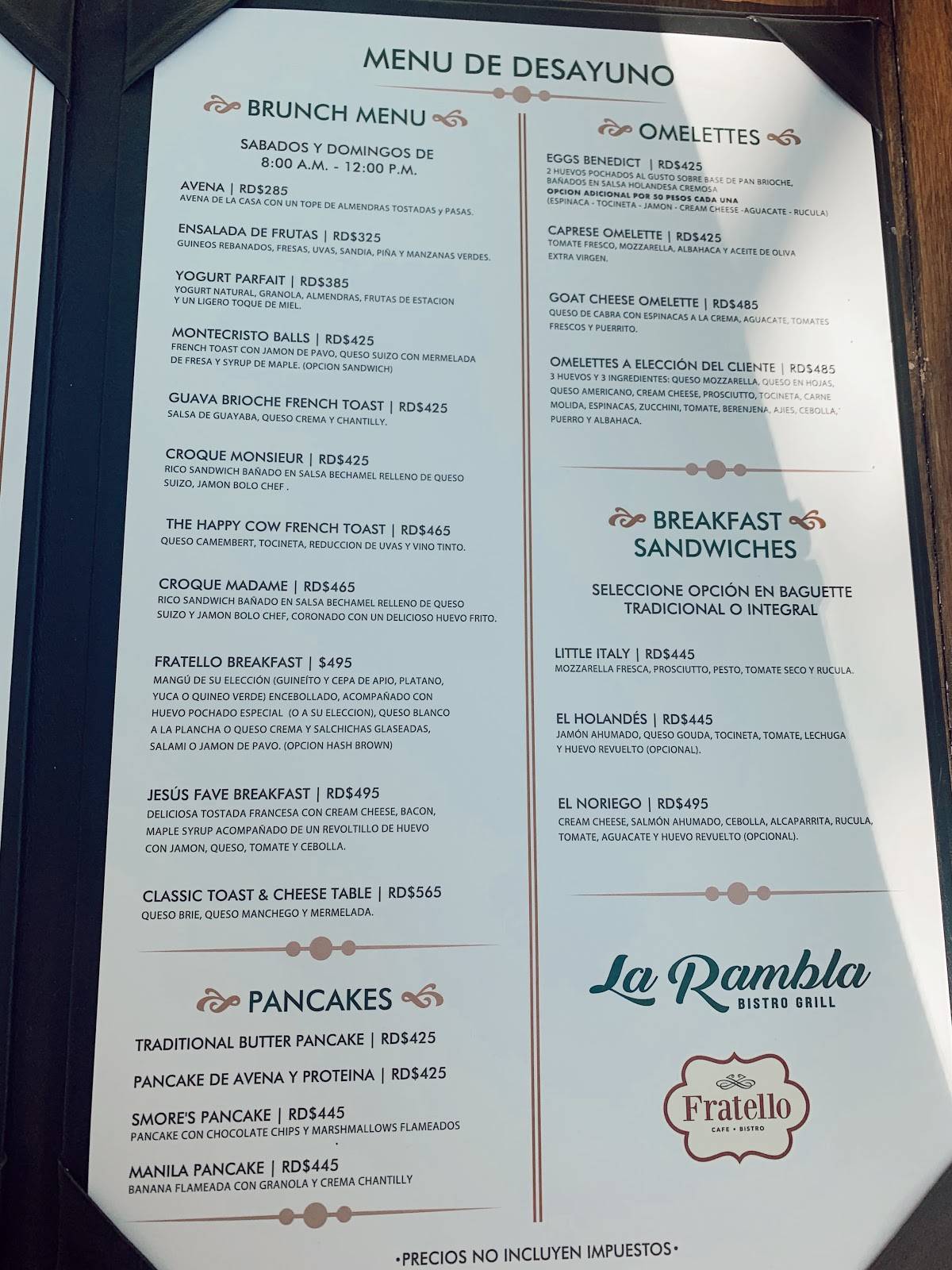 Carta del pub y bar La Rambla Bistro Grill, Santo Domingo, C. César ...