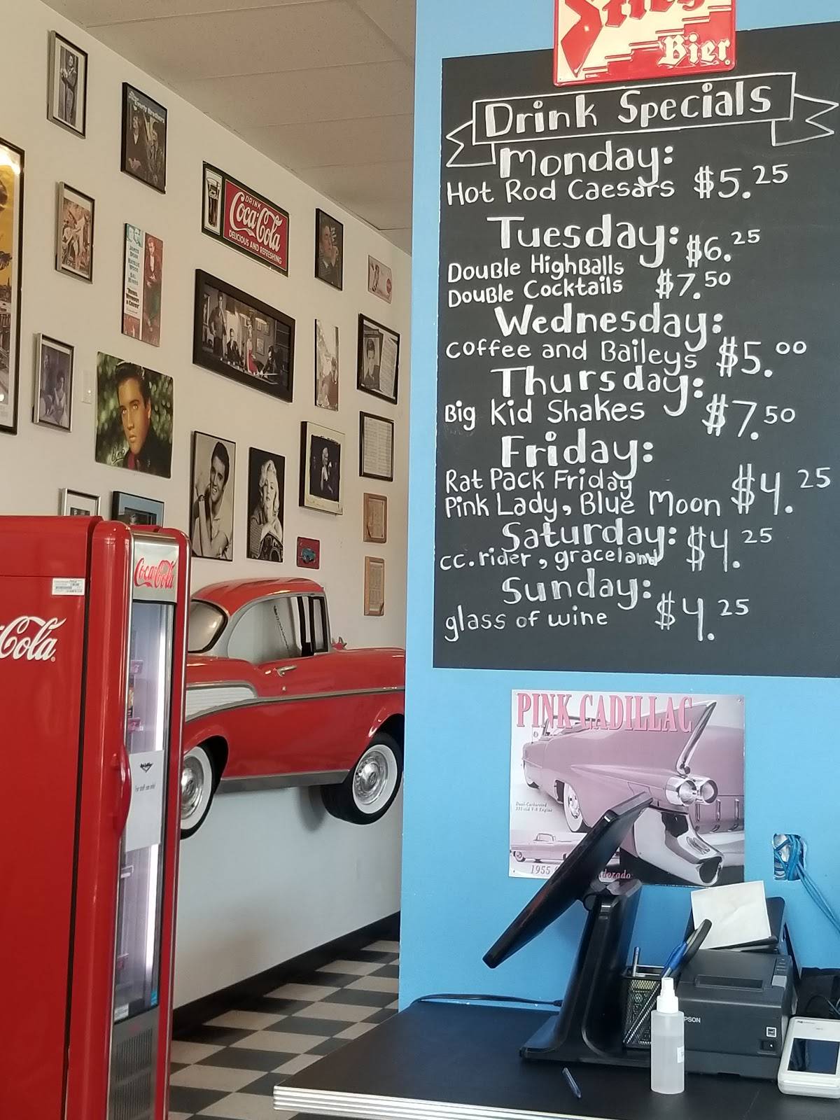 Menu at Pink Cadillacs Malt Shop & Diner restaurant, Saskatoon