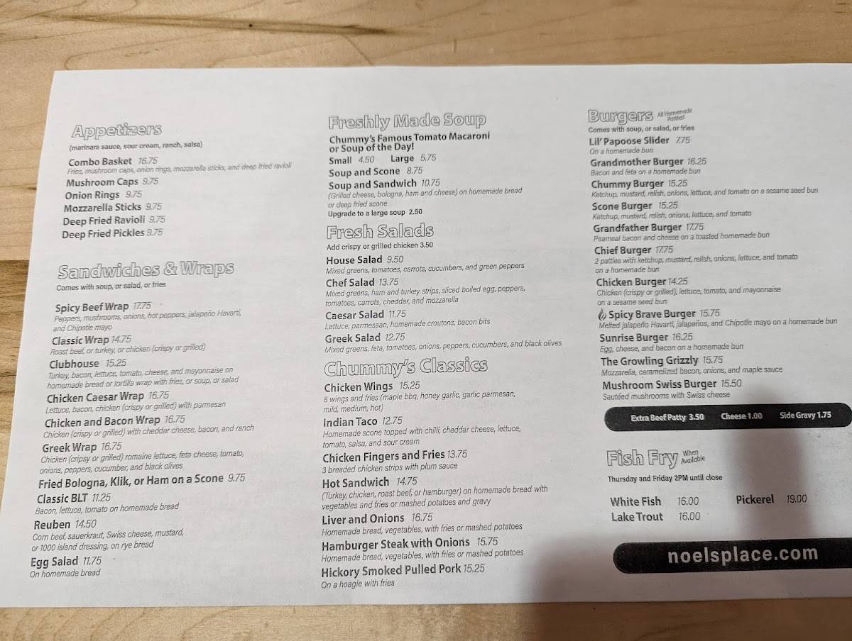 Menu at Chummy's Grill restaurant, Sault Ste. Marie