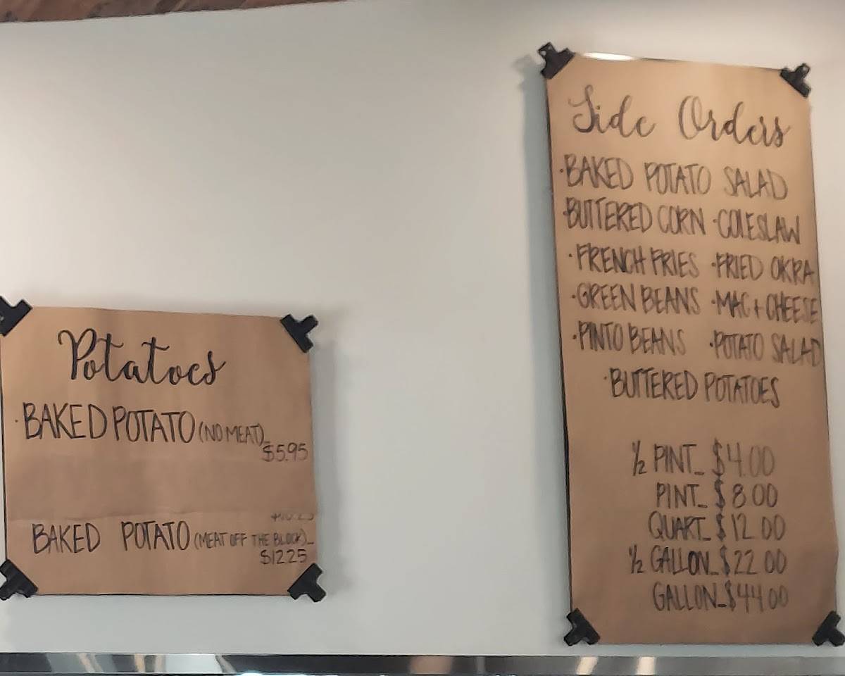 Menu at Schulze's Pit Room restaurant, Seguin