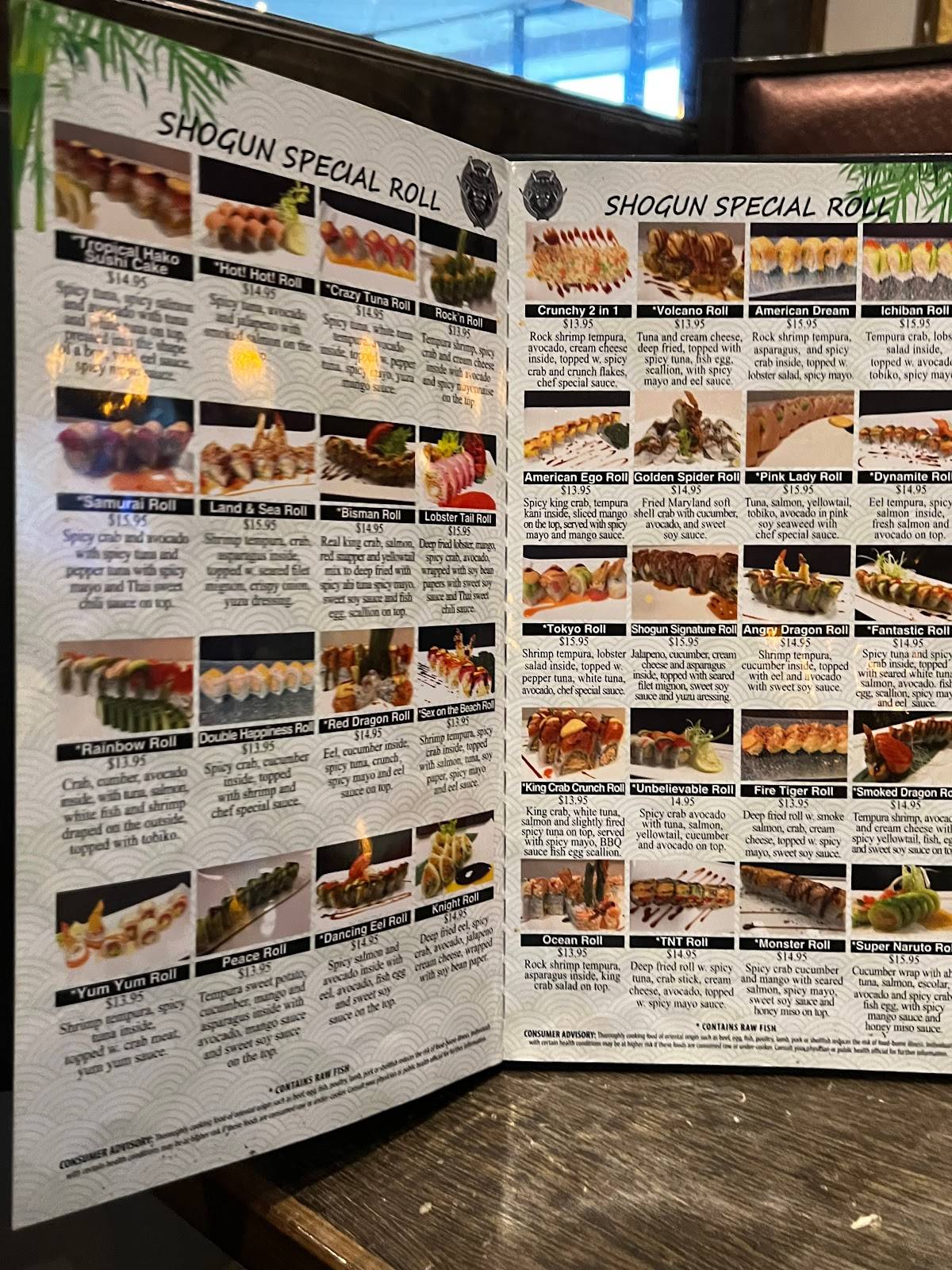 Menu at Shogun Japanese Steakhouse, Sushi & Thai, Bismarck