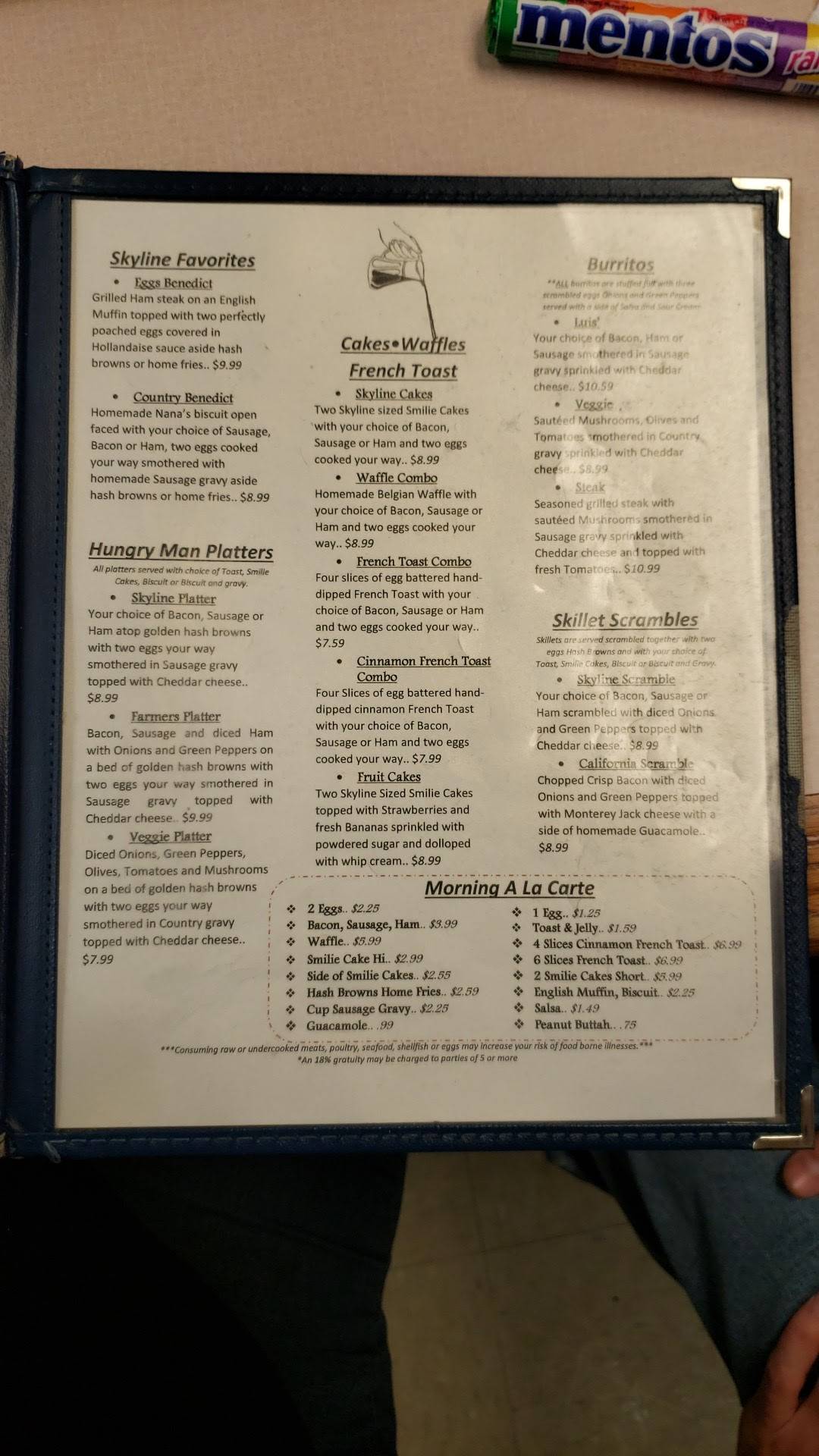 Menu at Skyline Cafe, Powell, 141 E Coulter Ave