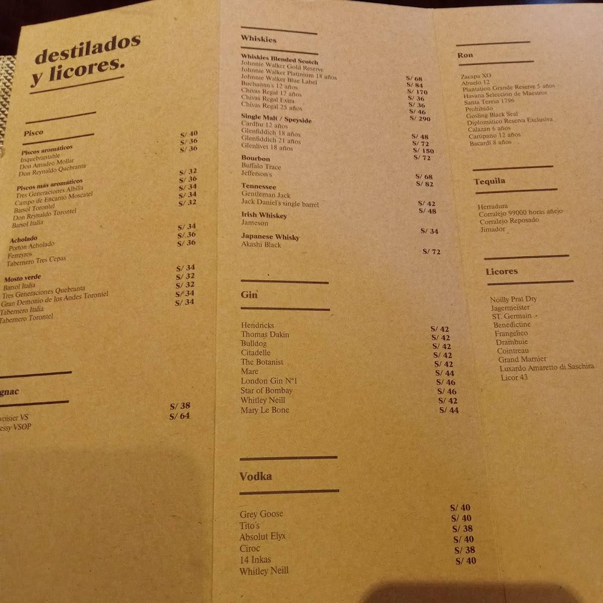 Menu at Social Restaurant & Bar, Miraflores