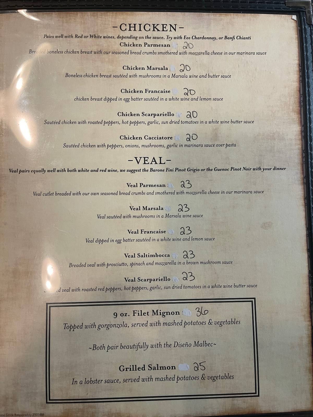 Menu at Miranda's Pizza & Restaurant, Southbury