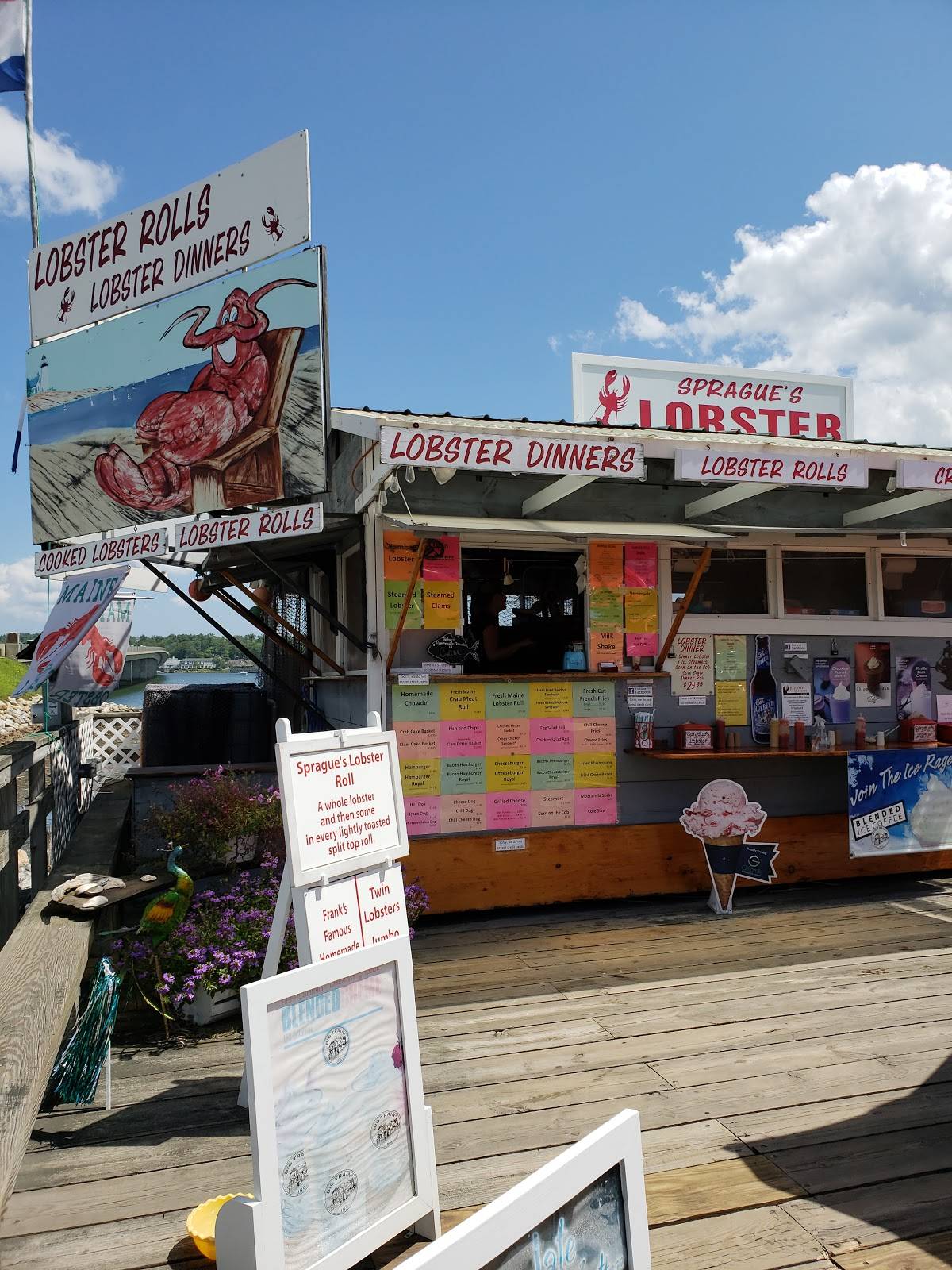 Menu at Sprague's Lobster restaurant, Wiscasset, 22 Main St