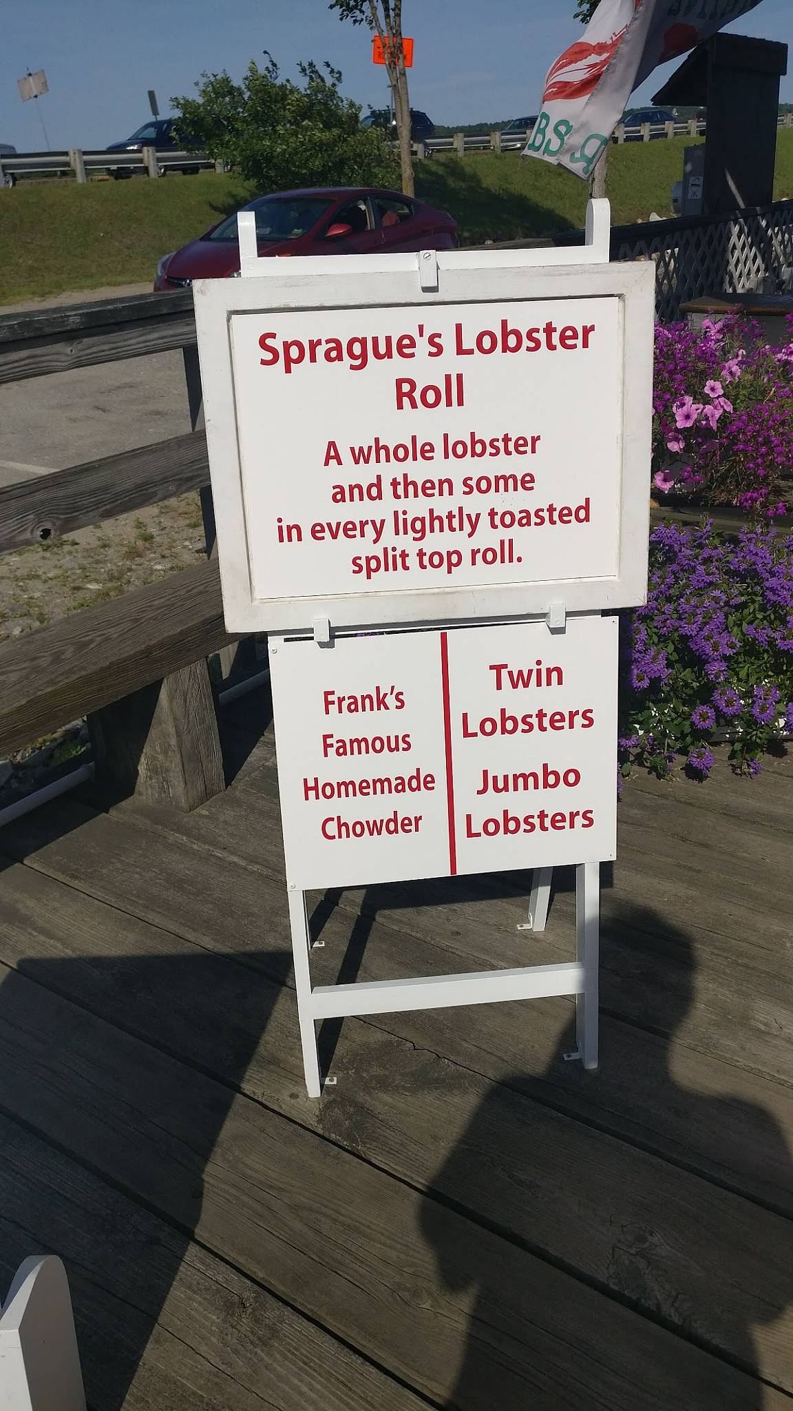 Menu at Sprague's Lobster restaurant, Wiscasset, 22 Main St