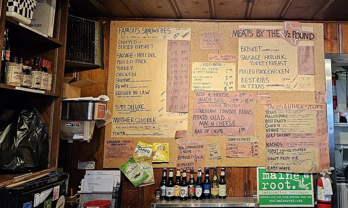 Menu at Stanley's Famous Pit Barbecue, Tyler