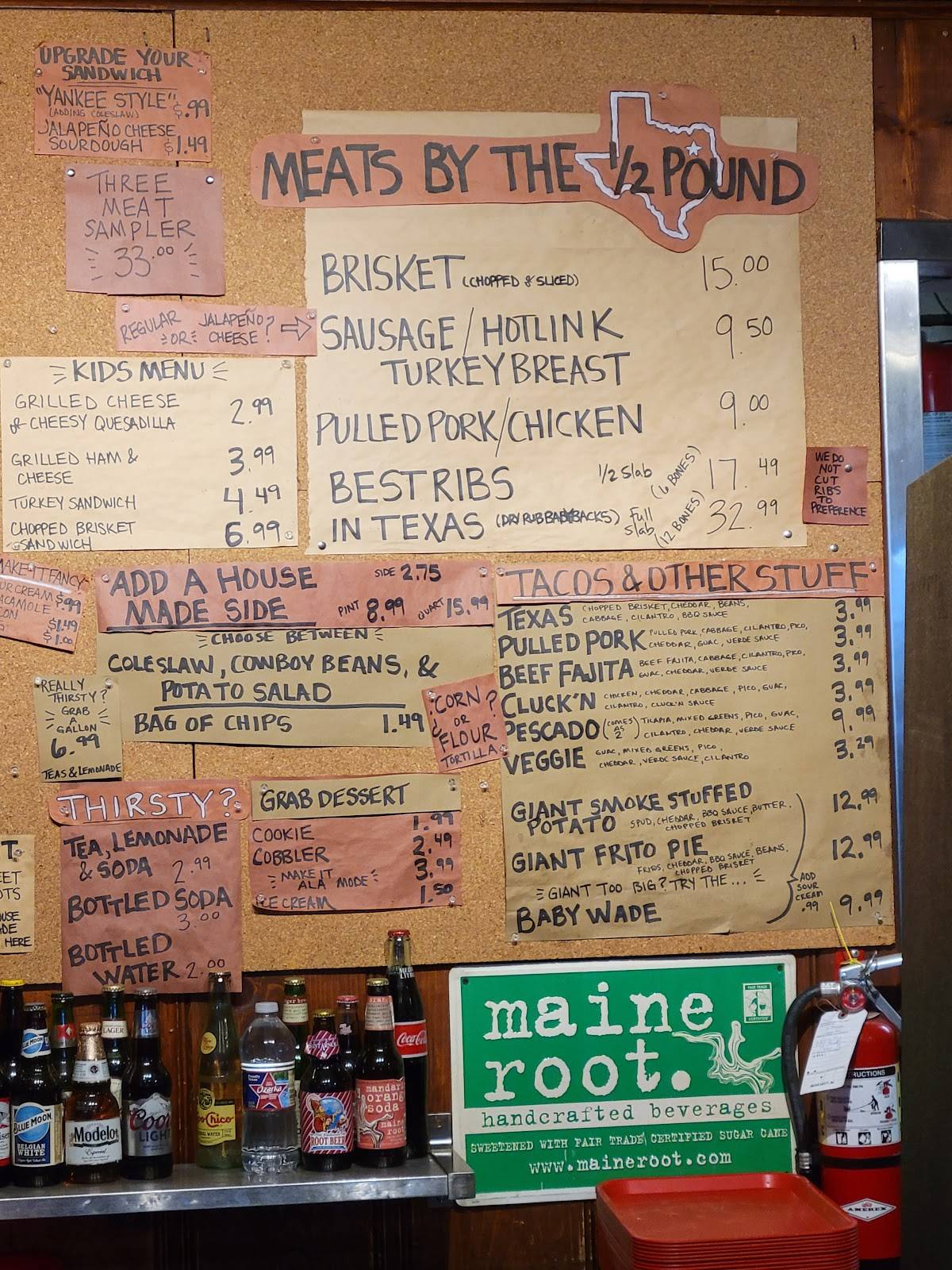 Menu at Stanley's Famous Pit Barbecue, Tyler