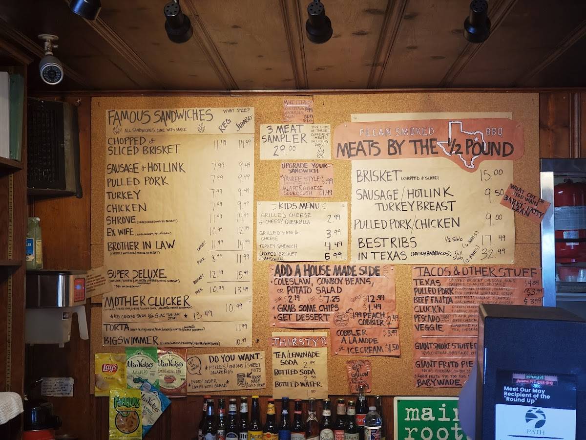 Menu at Stanley's Famous Pit Barbecue, Tyler