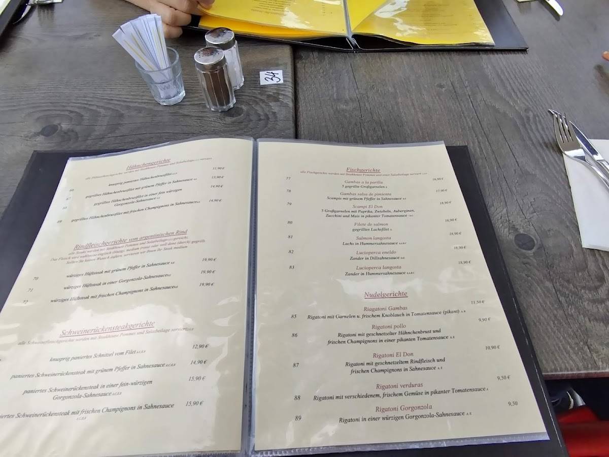 Speisekarte von El Don steakhaus, Teltow