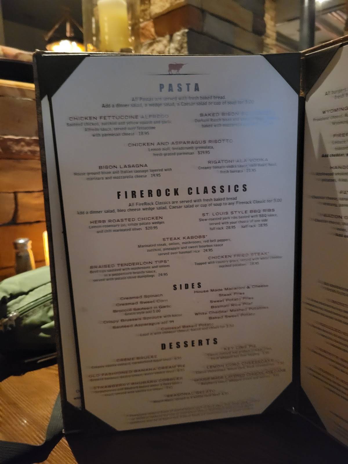 Menu at FireRock Steakhouse, Casper, E 2nd St