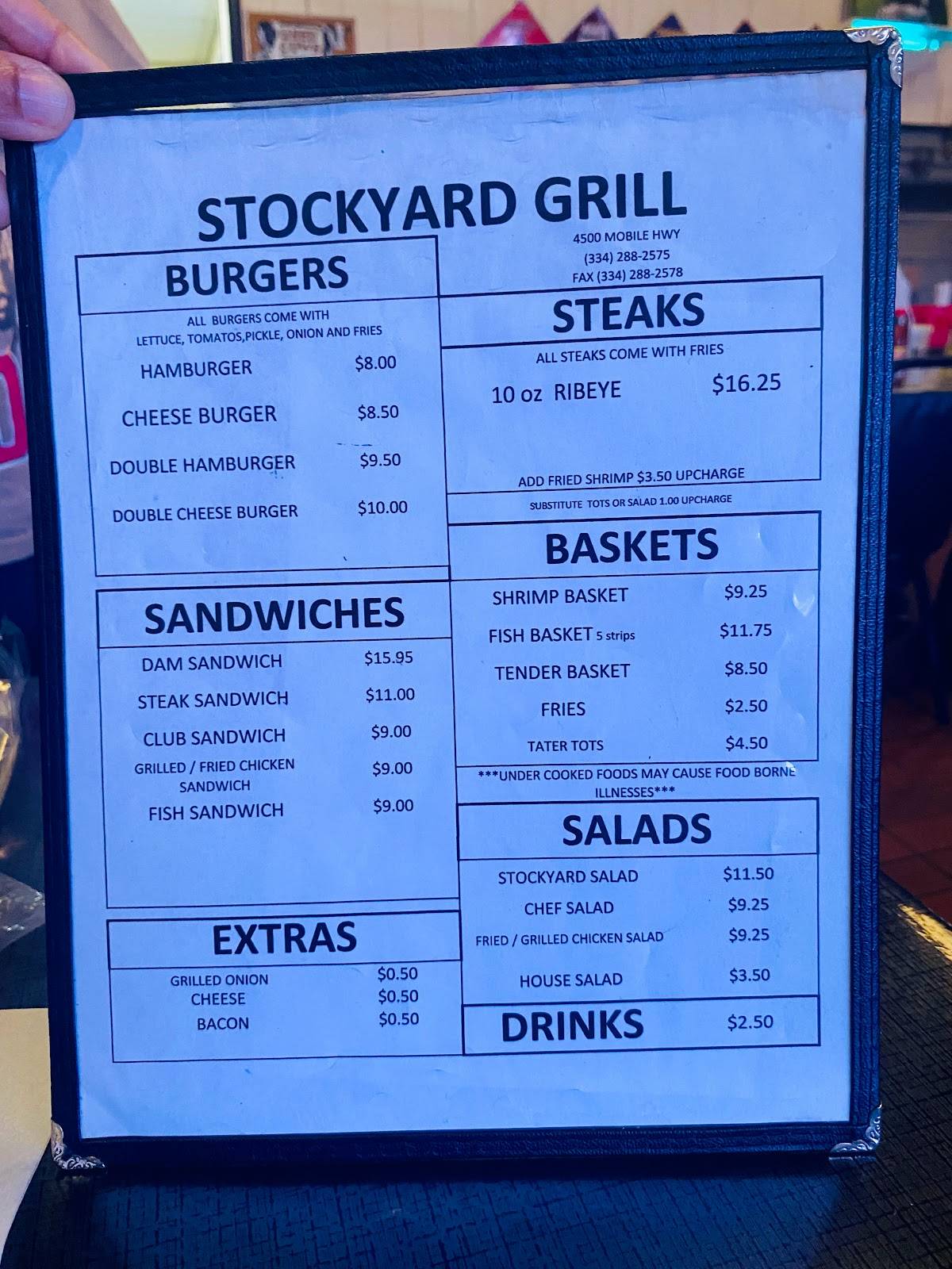 Menu at Stockyard Grill restaurant, Montgomery