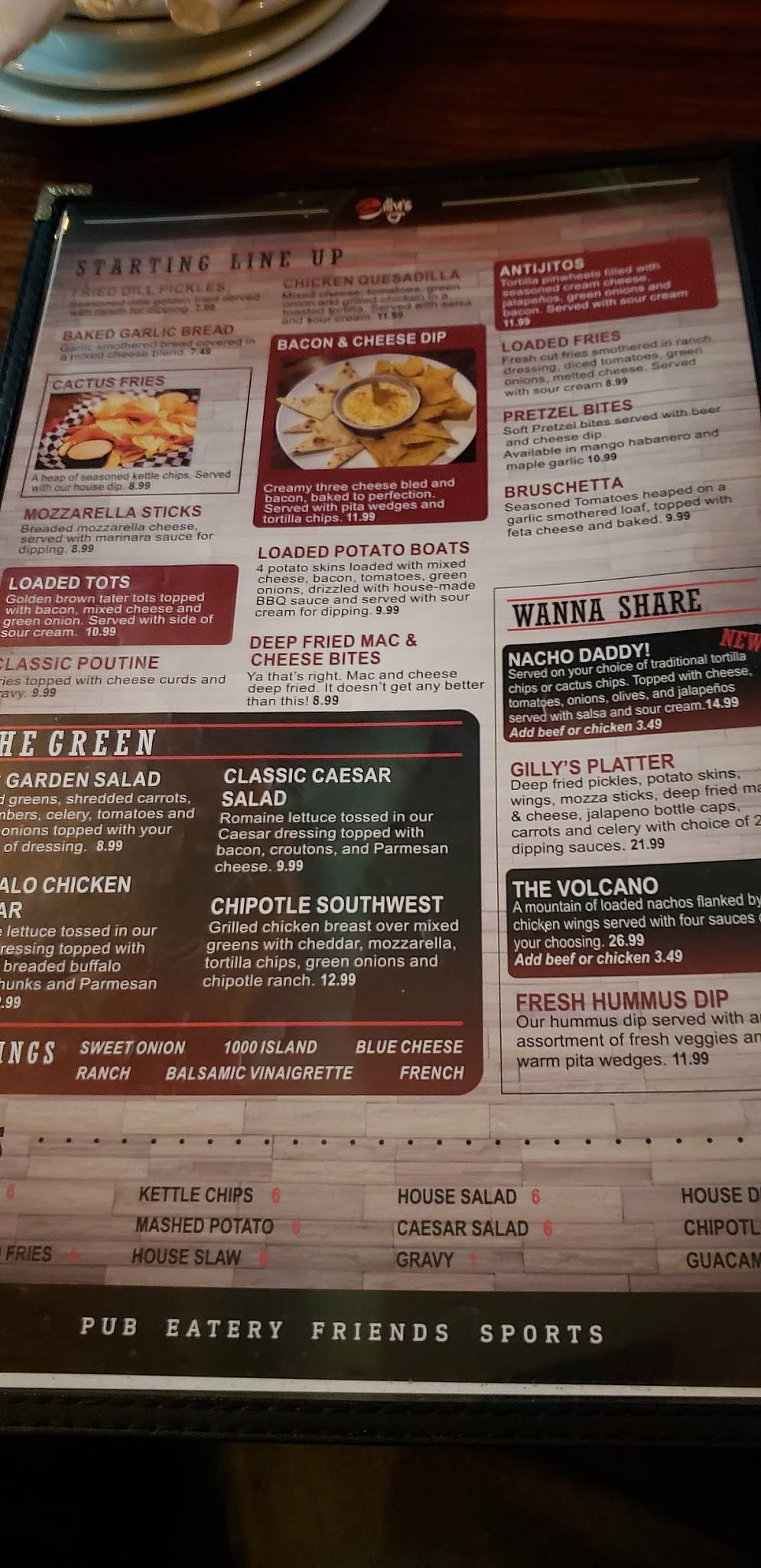 Menu at Gilly's Pubhouse Stratford, Stratford