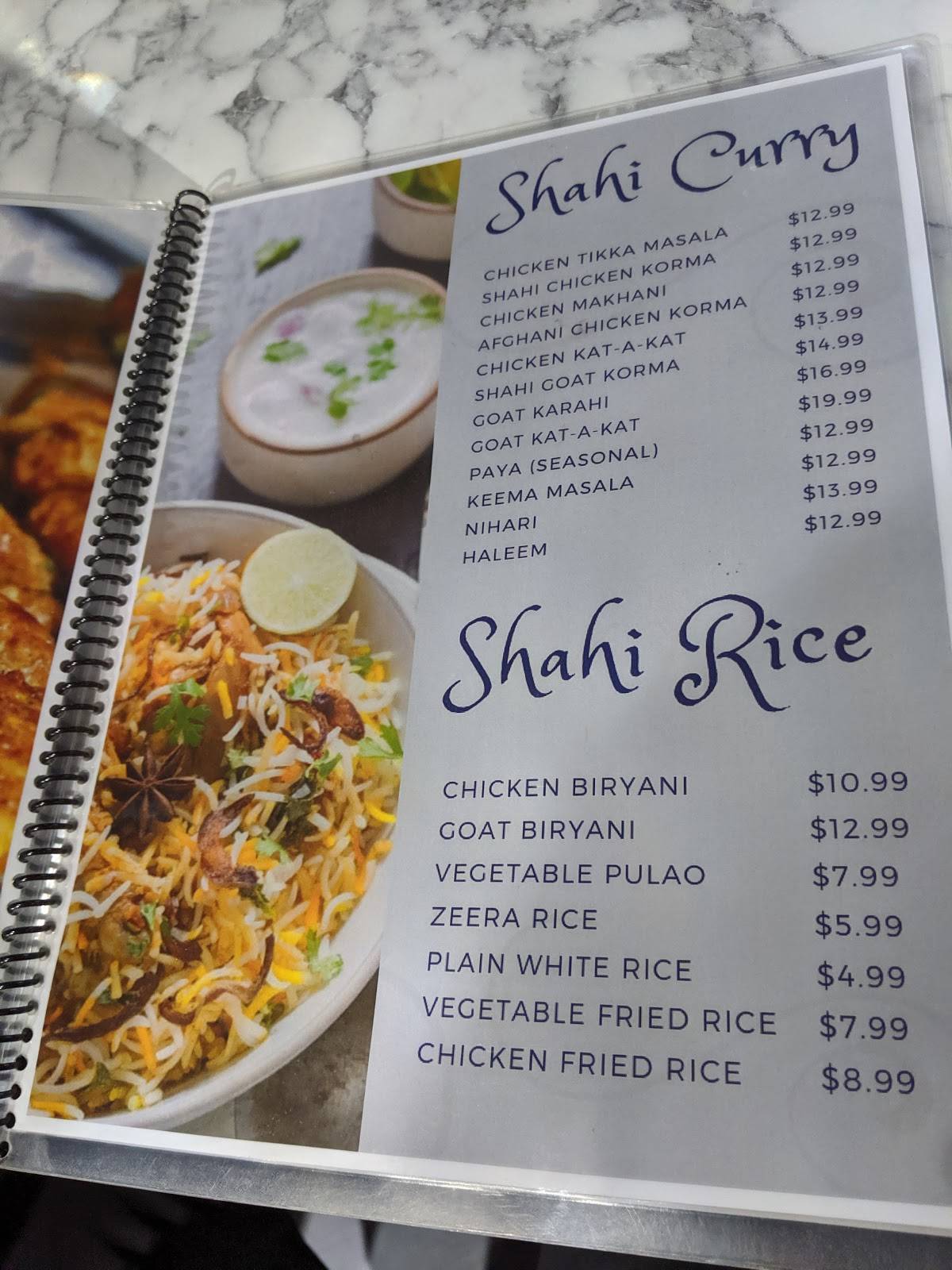 Menu at Shahi Darbar, Sugar Land, University Blvd Suite 100