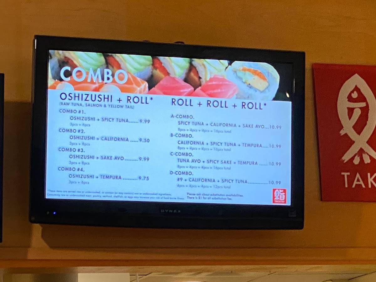 Menu at Sushi Takatsu restaurant, Minneapolis