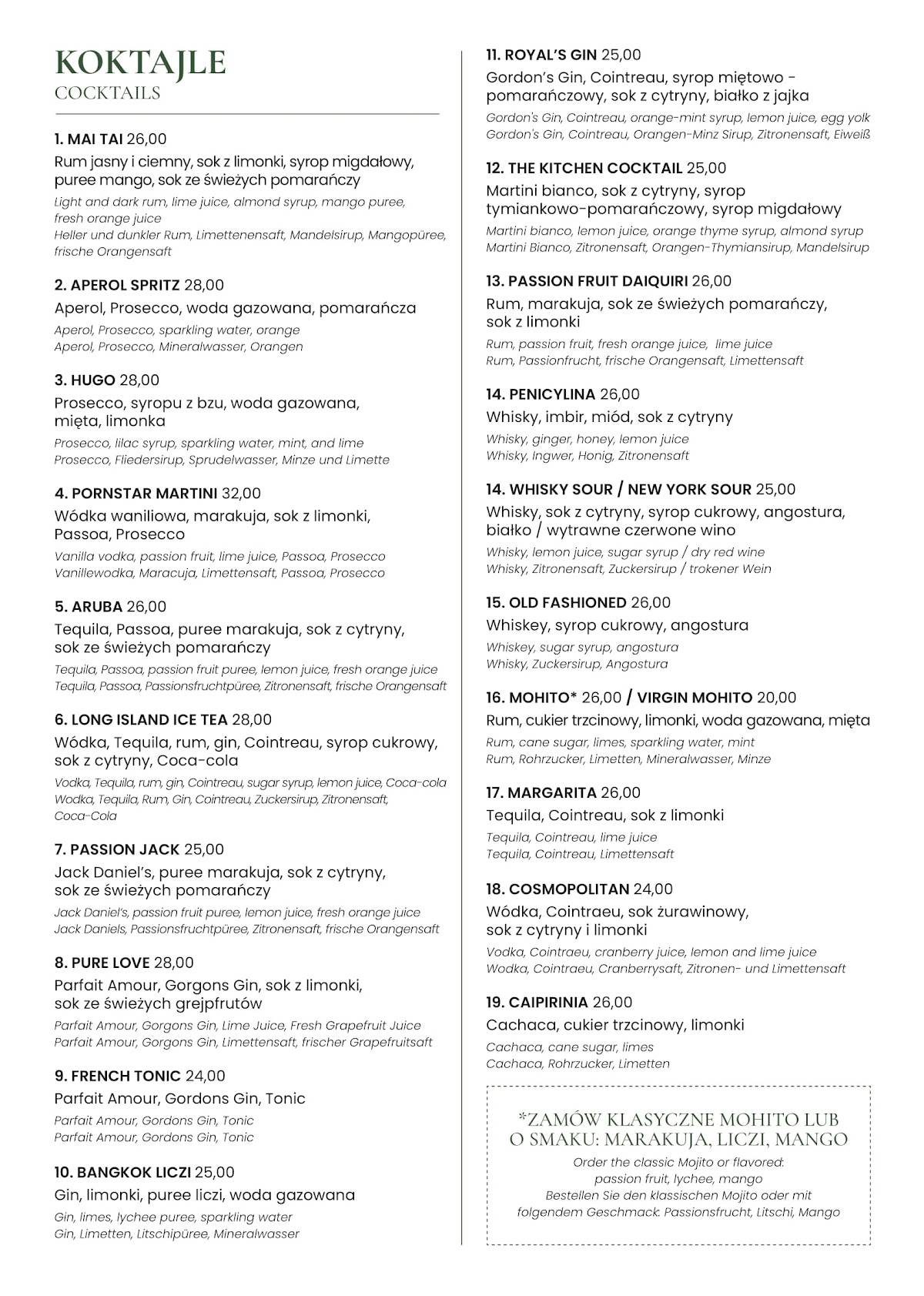 Menu at Chief by The Kitchen restaurant, Szczecin