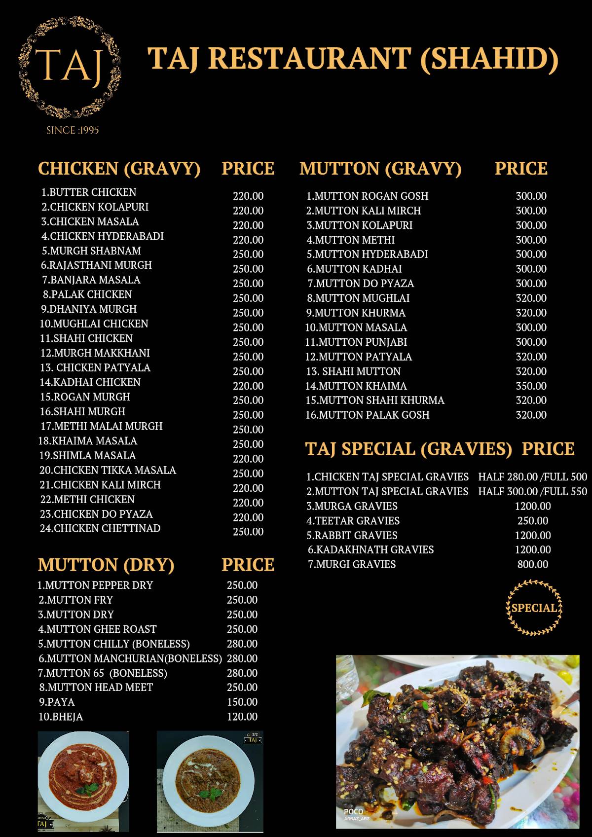 Menu at Taj Restaurant(Shahid) Hoskote, Hoskote