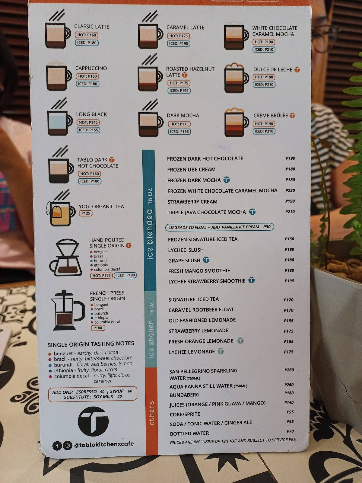 Menu at Tablo Kitchen x Cafe BF Resort Village, Las Pinas