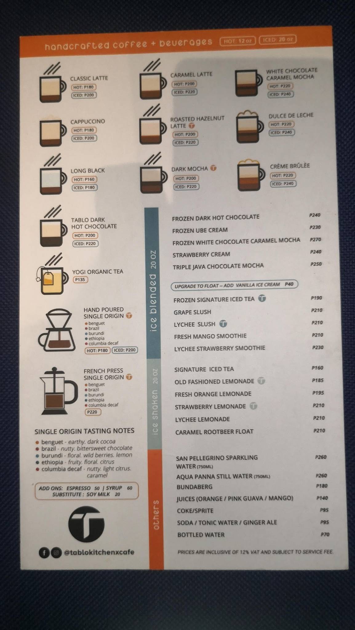Menu at Tablo Kitchen x Cafe BF Resort Village, Las Pinas
