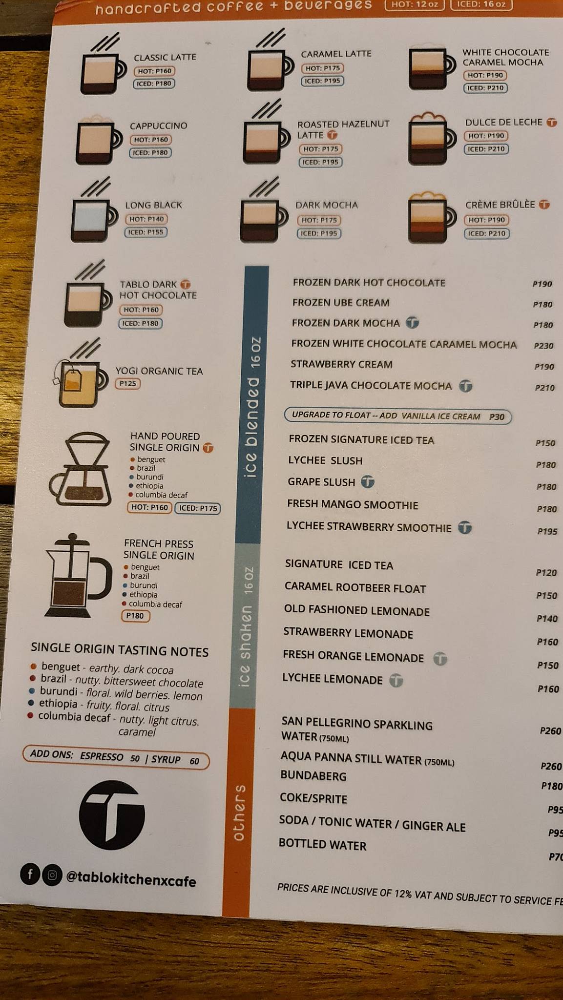 Menu at Tablo Kitchen x Cafe BF Resort Village, Las Pinas