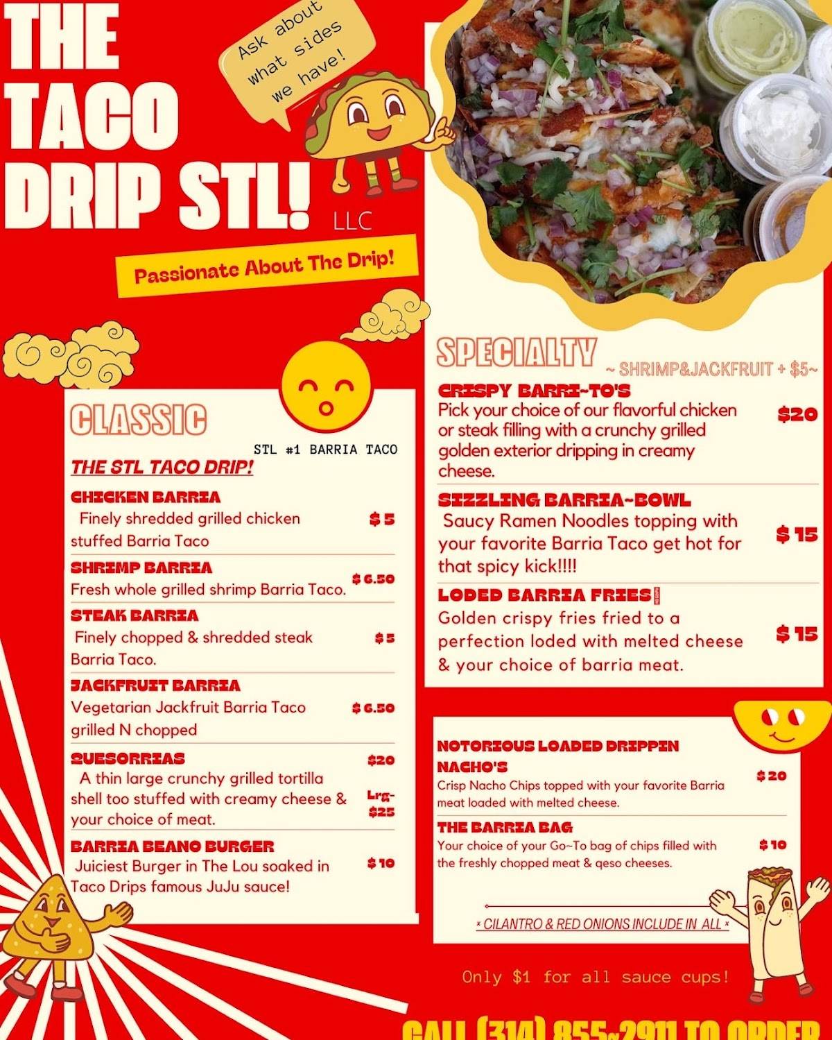 Menu at Taco Drip STL restaurant, St. Louis