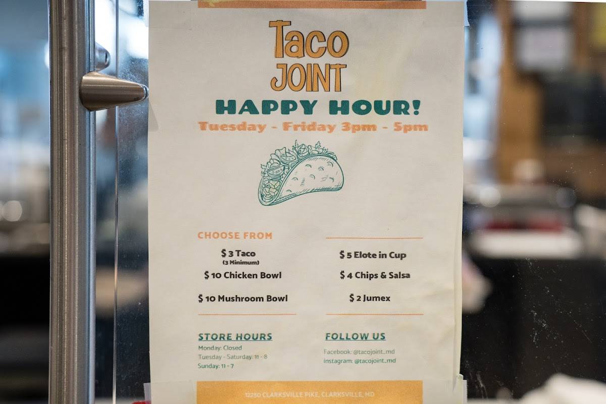 Menu at Taco Joint, Hyderabad