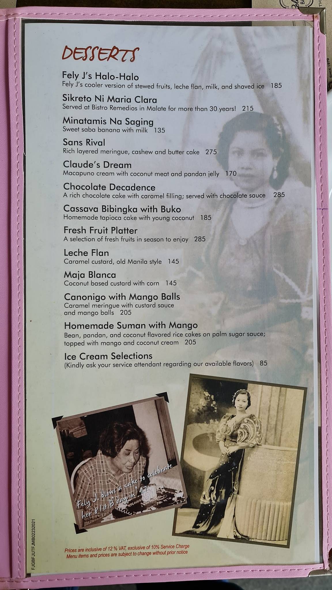 Menu at Fely J's Kitchen Uptown Mall restaurant, Taguig