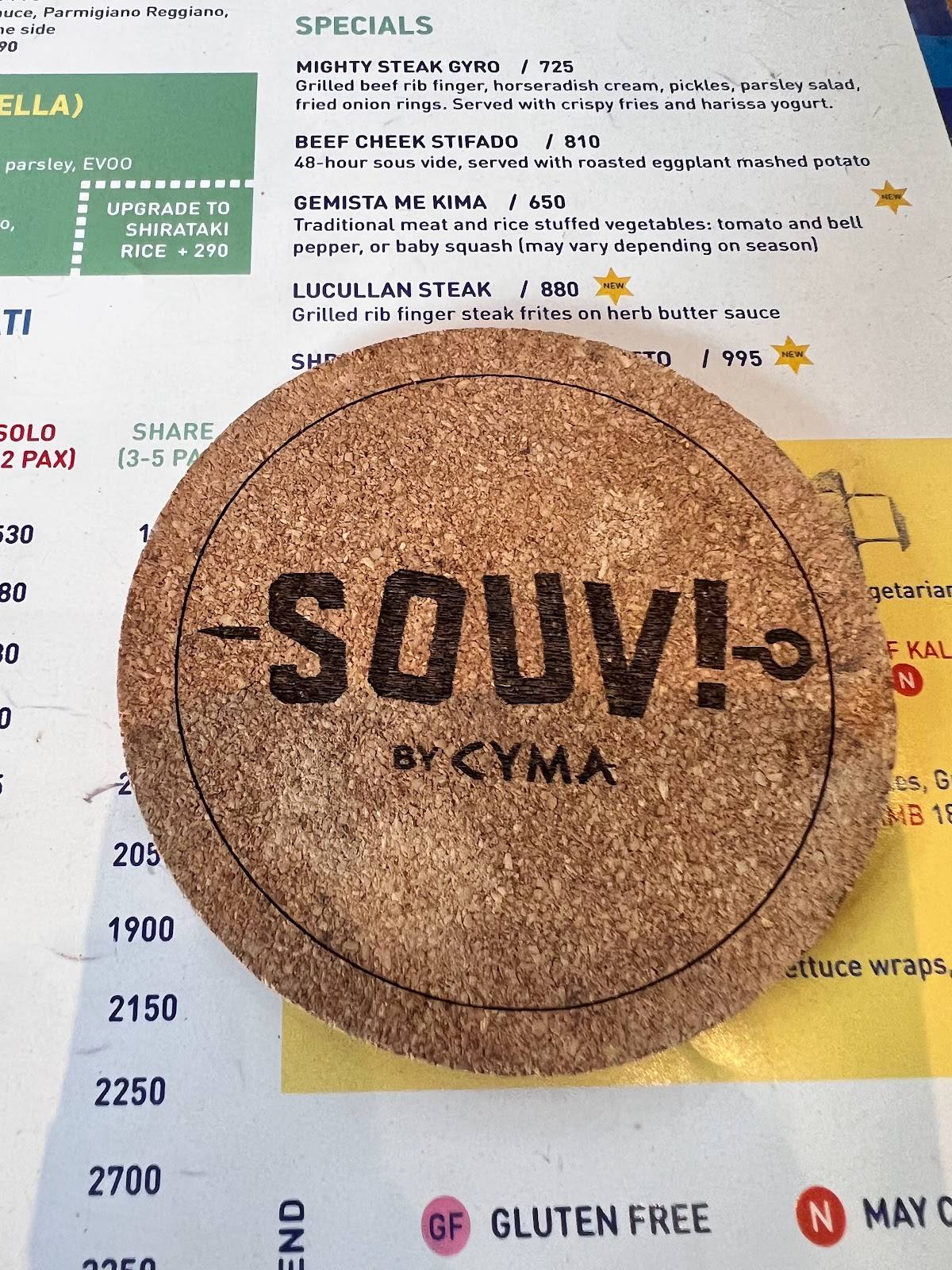 Menu at SOUV! by Cyma restaurant, Taguig