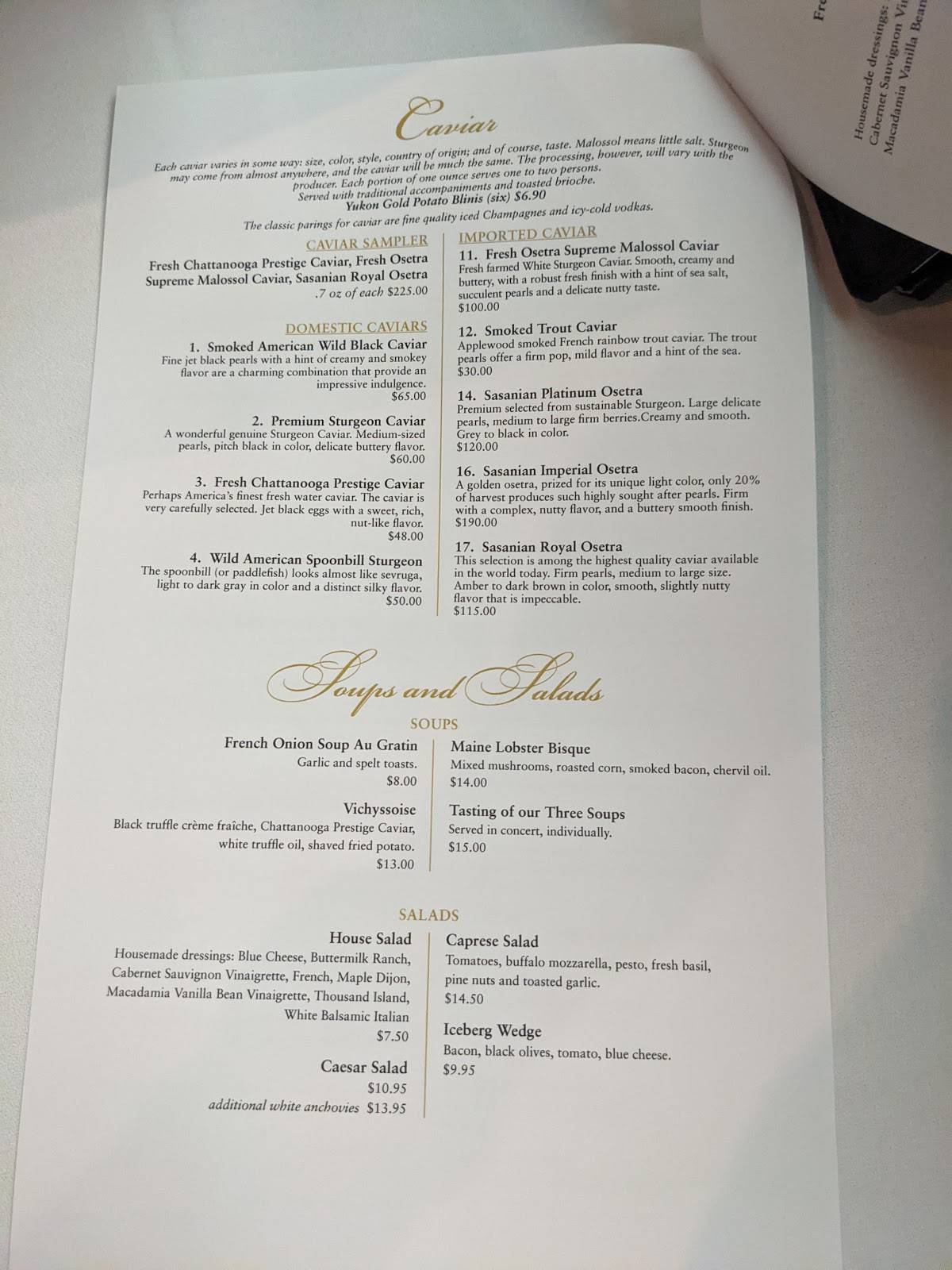 Menu at Bern's Steak House steakhouse, Tampa, 1208 S Howard Ave