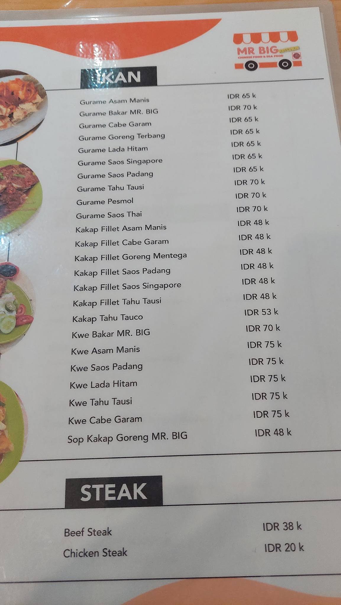 Menu at MR BIG Kitchen restaurant, Tangerang