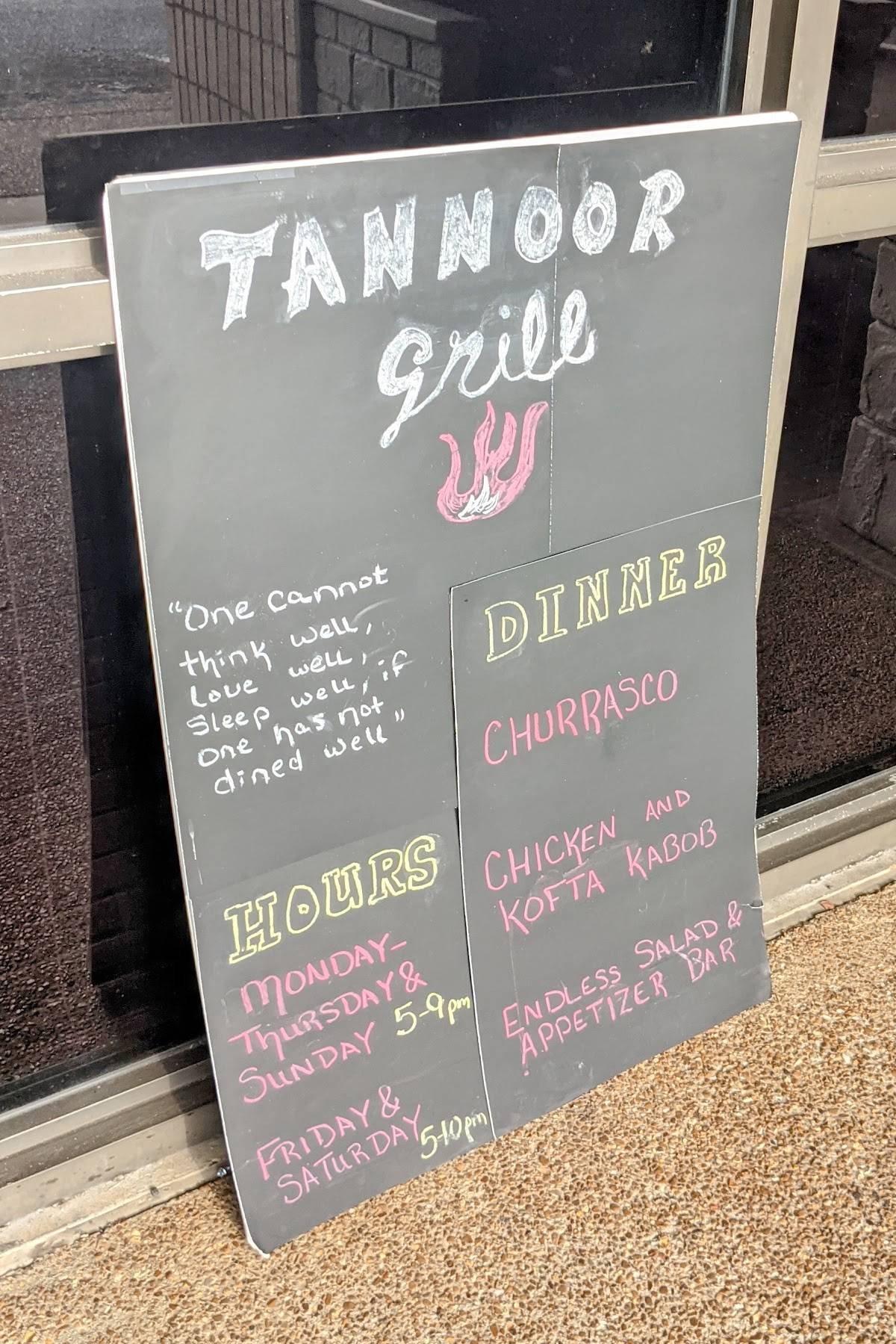 Menu at Tannoor Grill Cordova steakhouse, Memphis, 830 N Germantown Pkwy