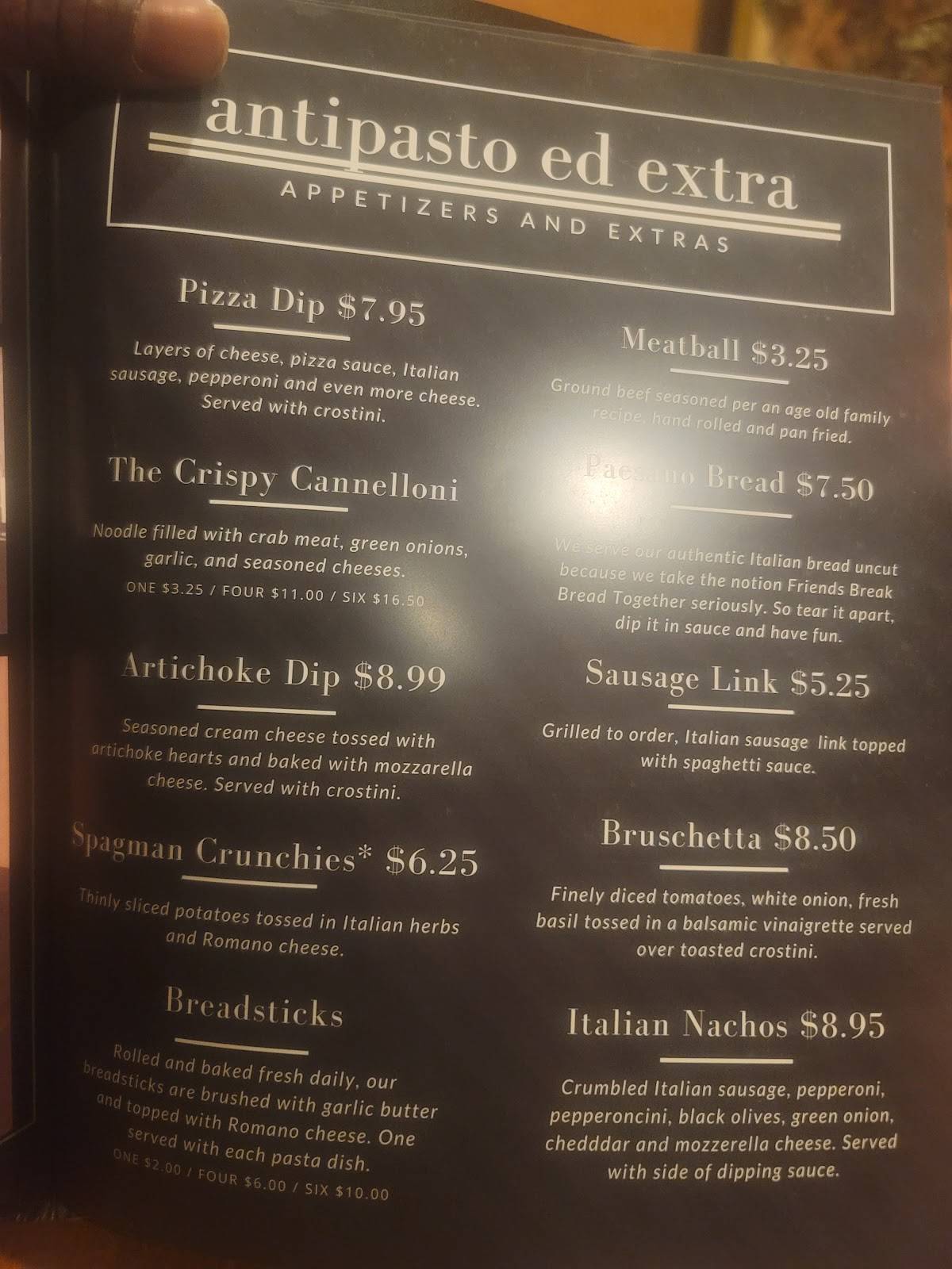 Menu at Teddy Spaghettis pizzeria, Muskegon