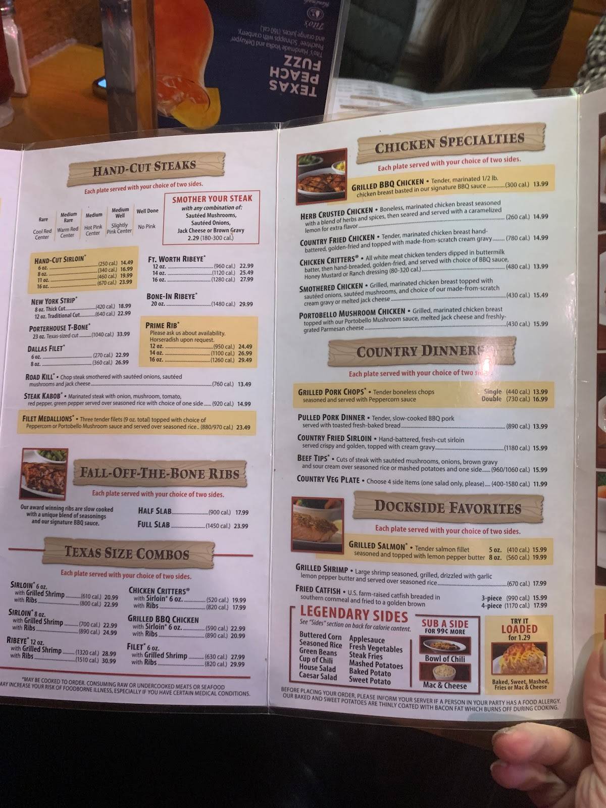 Menu at Texas Roadhouse steakhouse, Mount Pleasant, S Mission St