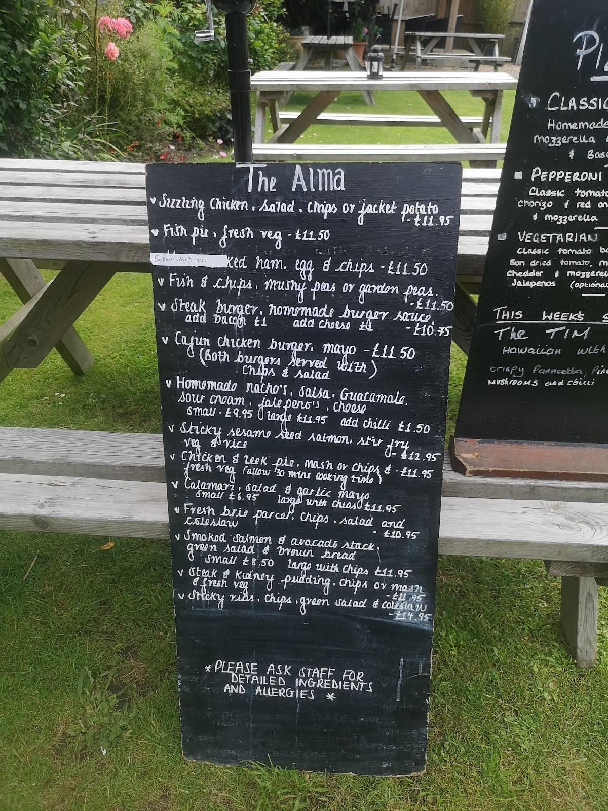 Menu at The Alma pub & bar, Faversham
