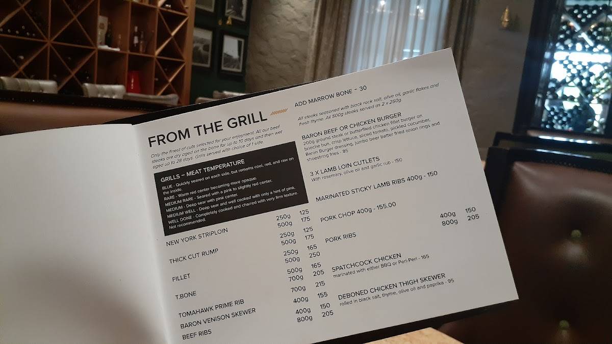 Menu at The Beef Baron Grillhouse, Bethlehem