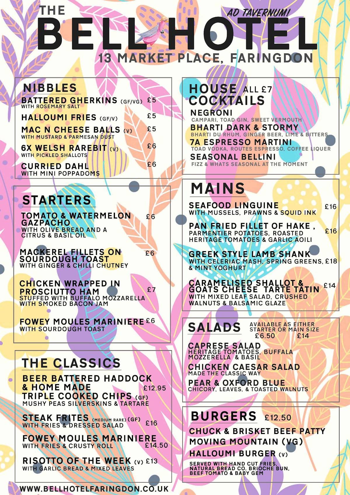 Menu at The Bell Faringdon pub & bar, Faringdon