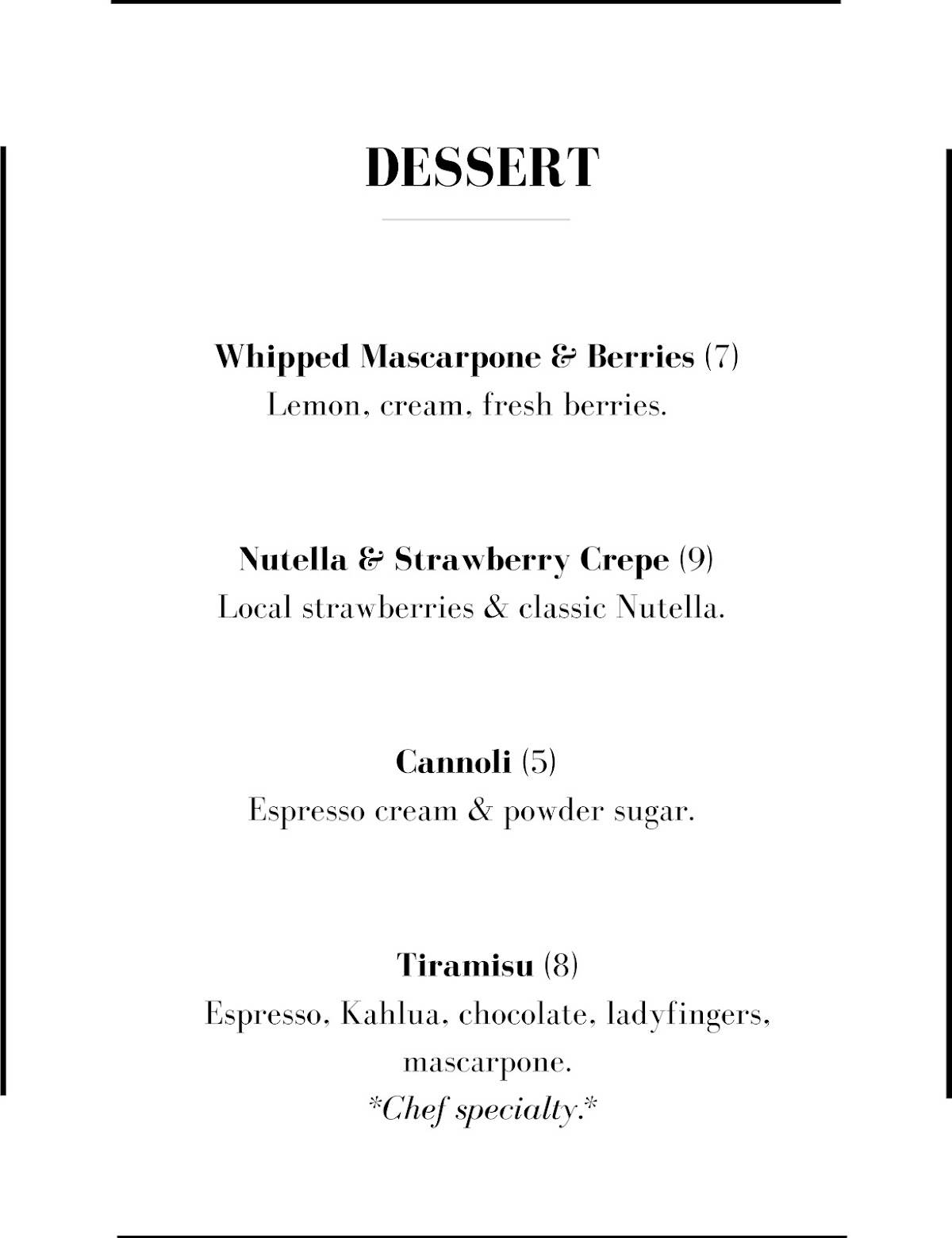 Menu at The Common House restaurant, Anderson