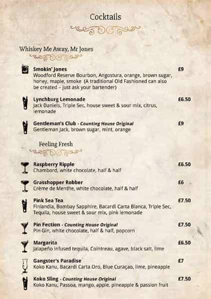 Menu at The Counting House pub & bar, Cleethorpes