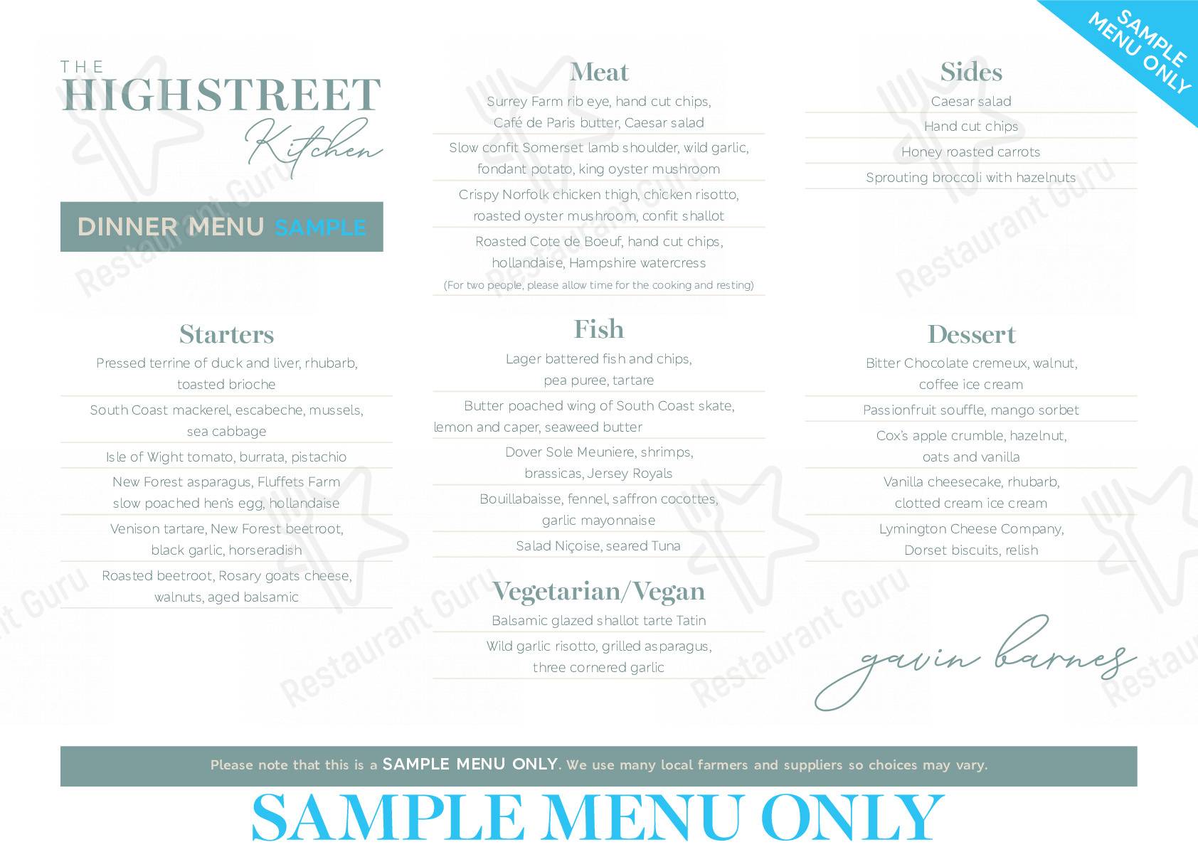 Menu at The Ely pub & bar, Blackwater