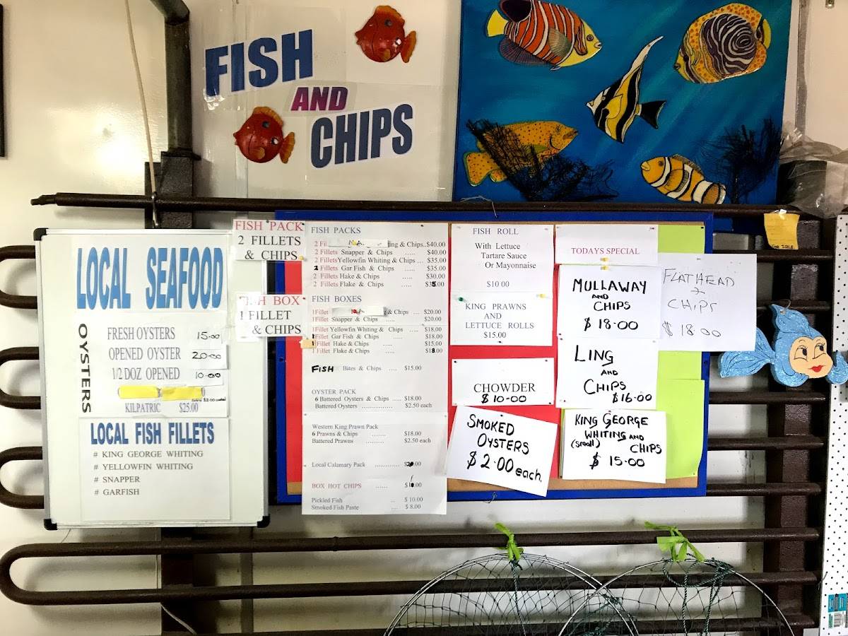 Menu at The Fish Box Kiosk restaurant, Cowell