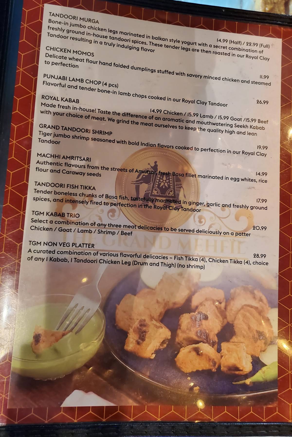 Menu at The Grand Mehfil restaurant, Kitchener