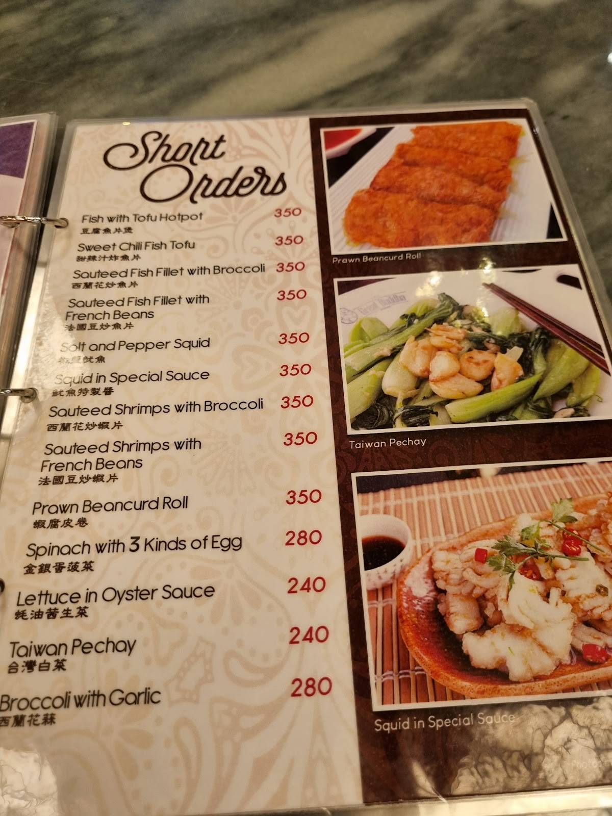 Menu at The Great Buddha Cafe, Manila