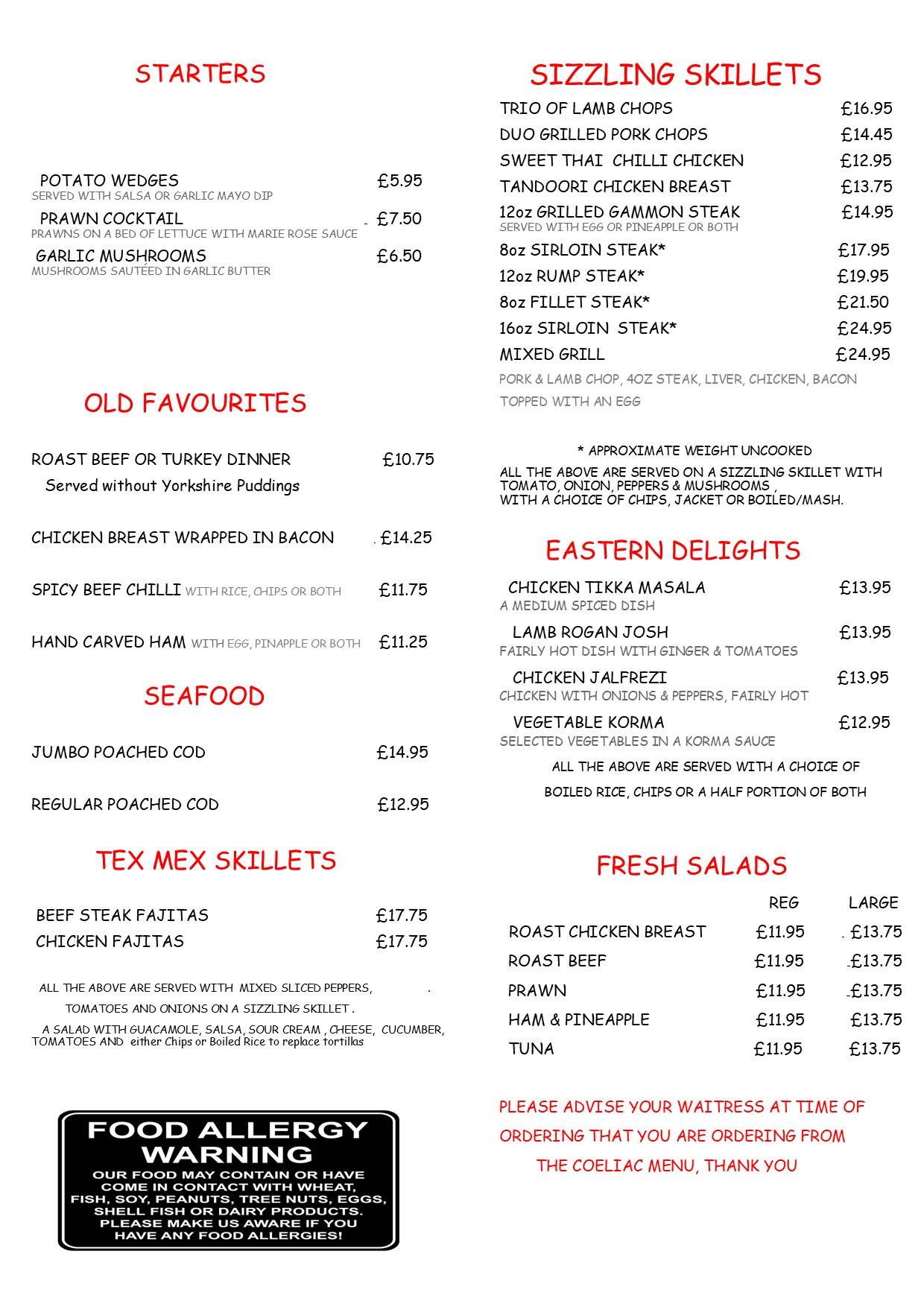 Menu at The Half Moon pub & bar, Easington