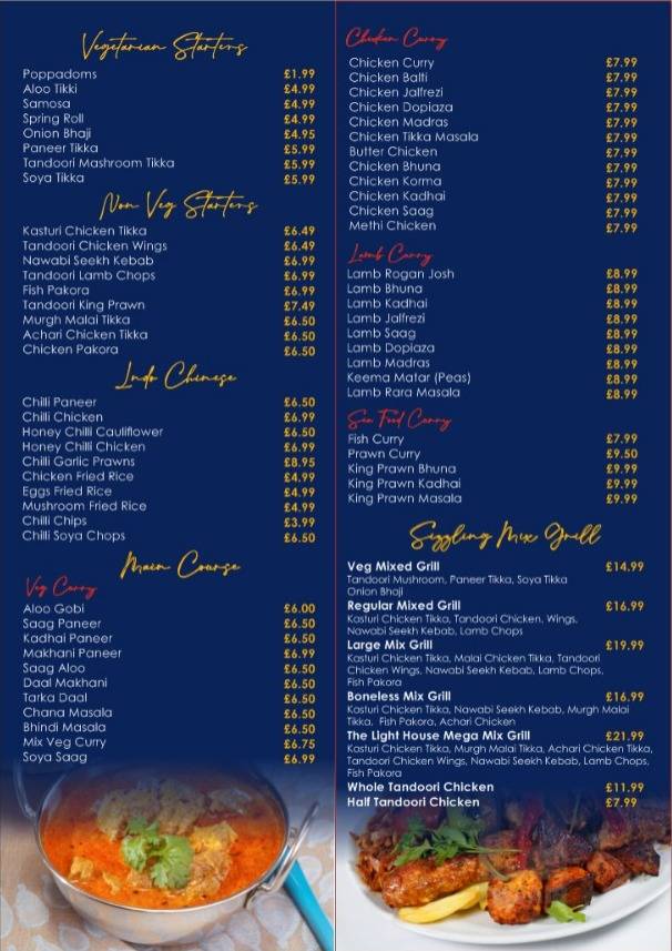Menu at The Lighthouse Bar and grill, Halesowen