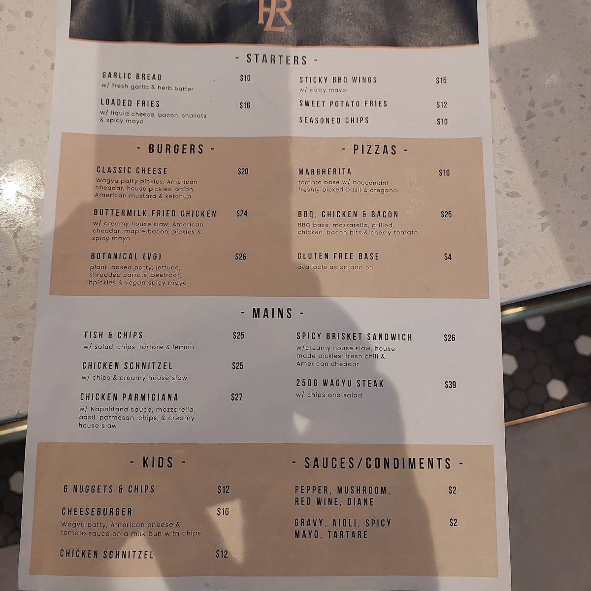 Menu at The Locker Room pub & bar, Sydney Olympic Park