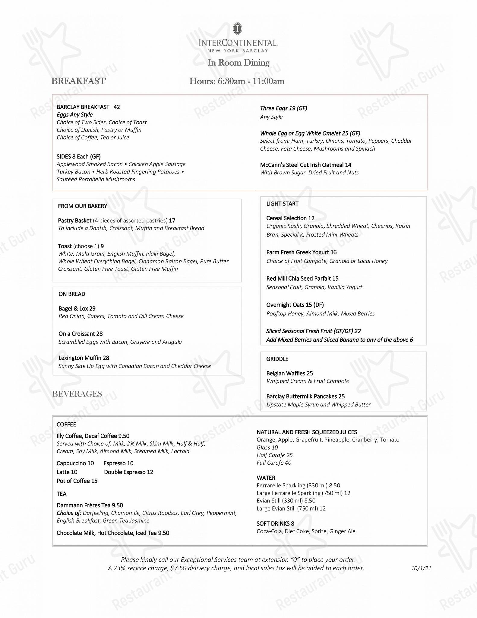 Menu at The Parlour pub & bar, New York City, 111 E 48th St
