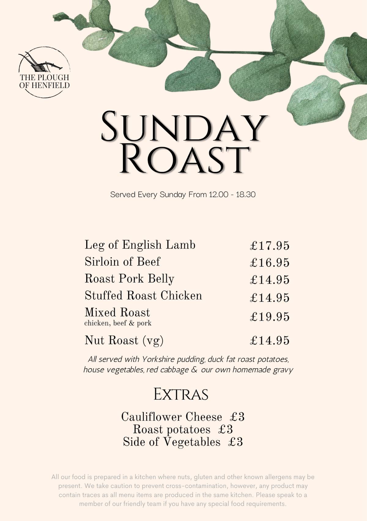 Menu at The Plough of Henfield pub & bar, Henfield