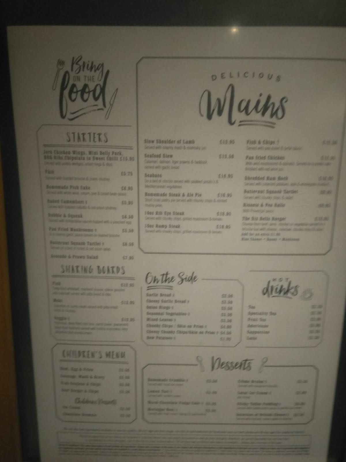 Menu at The Six Bells pub & bar, Oxford