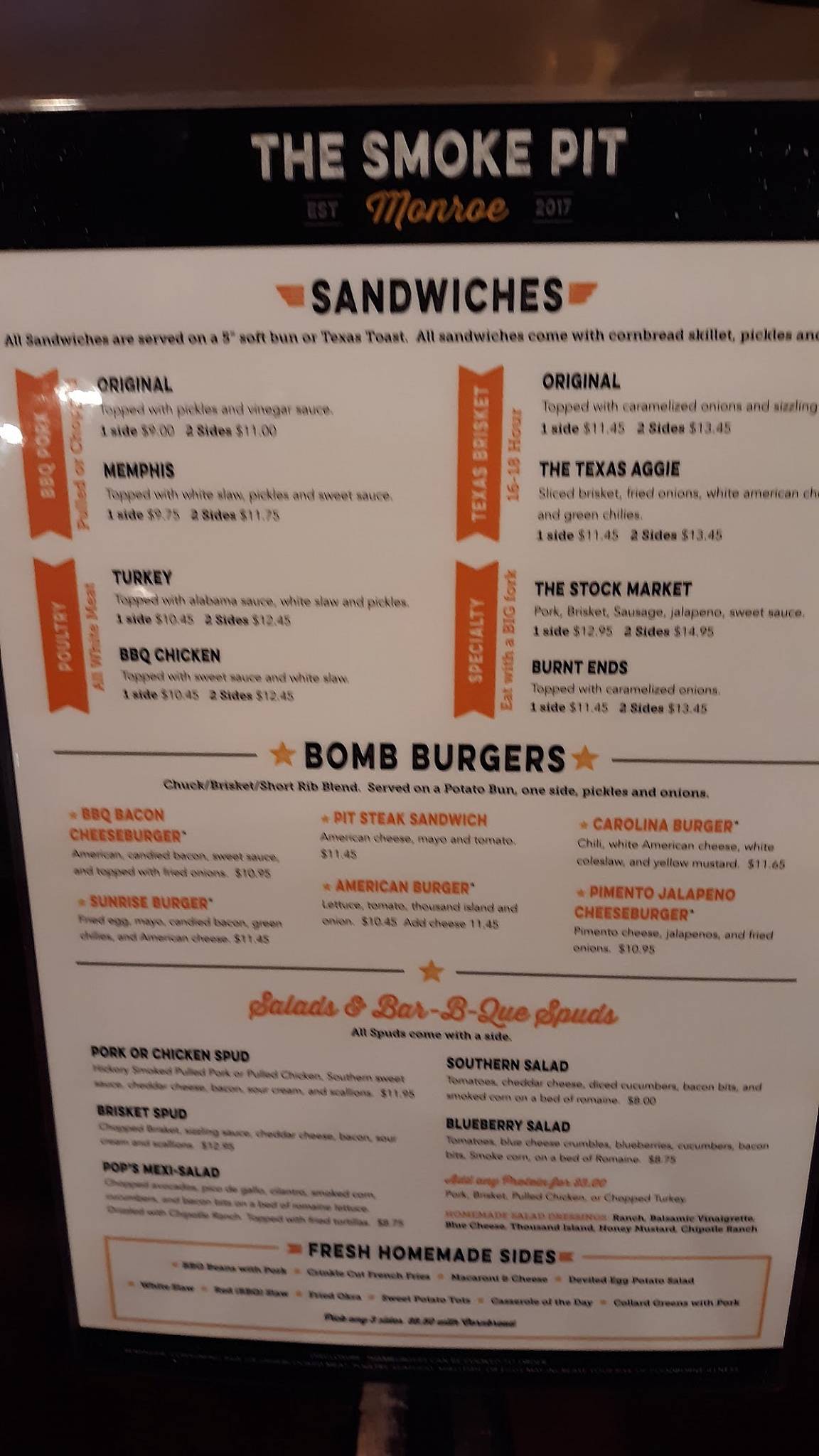 Menu at The Smoke Pit BBQ, Monroe