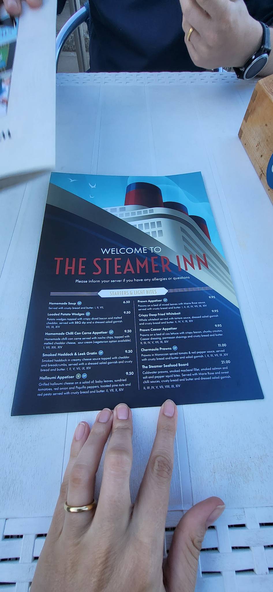 Menu at The Steamer Inn pub & bar, Shanklin